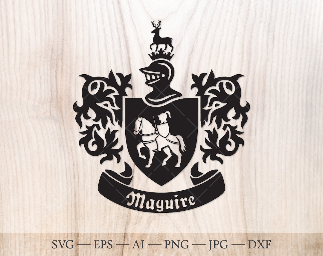 Maguire Family Crest. Coat of Arms Svg. Heraldic Shield With Knight on ...