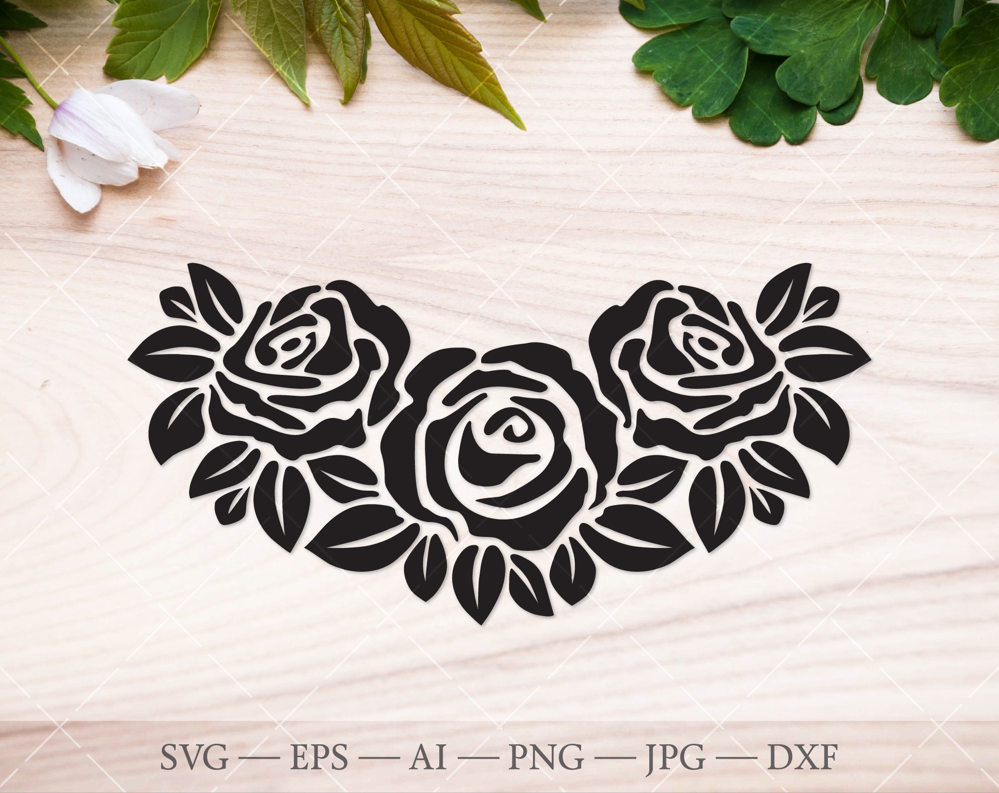 Rose Flower SVG. Rose Silhouette Clipart. Botanical Rose Bud | Etsy