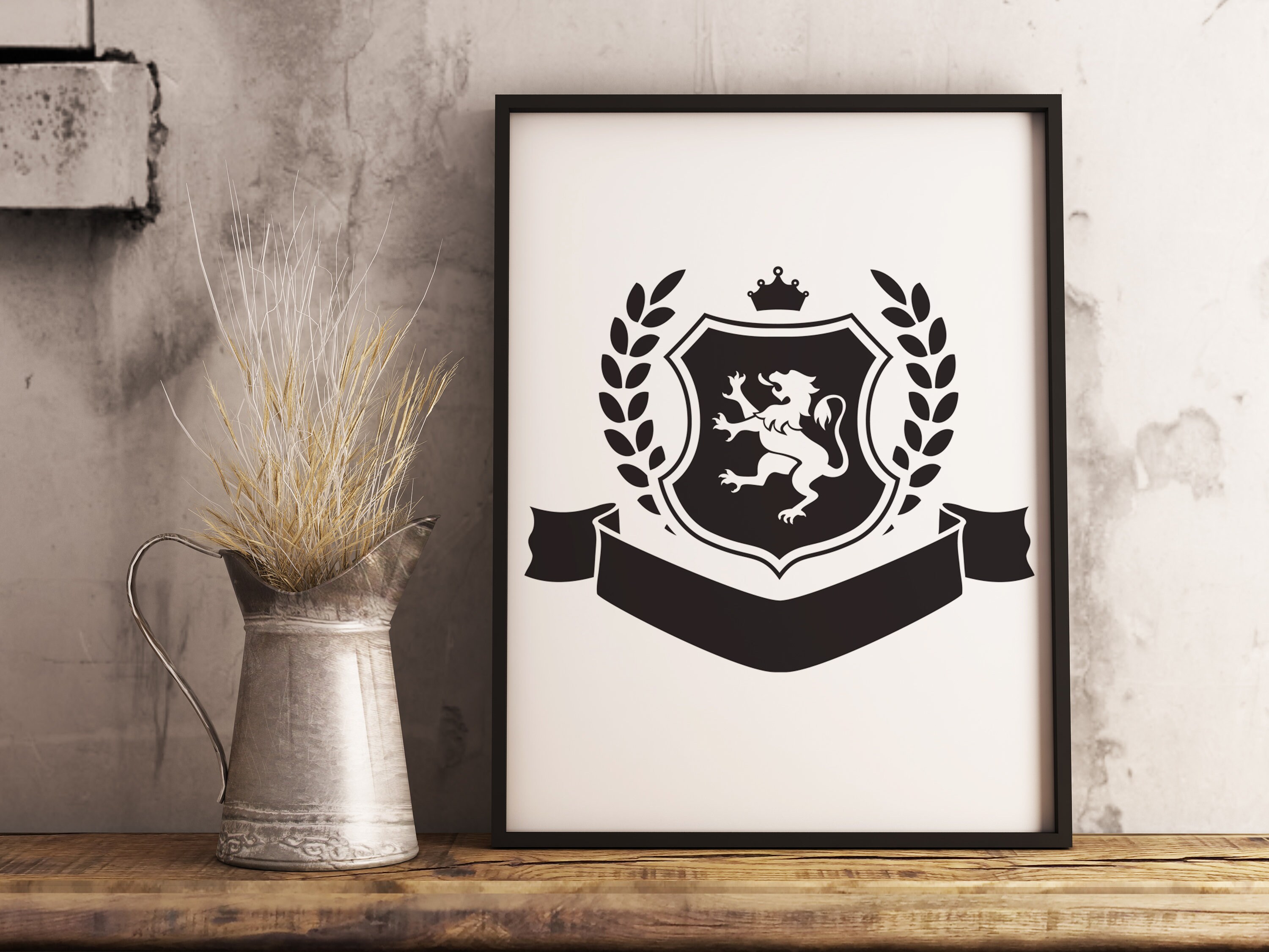 Shield With Lion SVG Set. Coat of Arms, Monogram. Svg, Eps, Dxf, Png ...