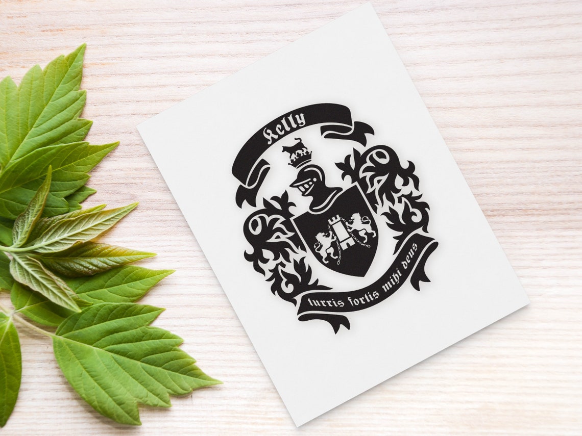 Kelly Family Crest. Coat of Arms Svg. Heraldic Shield With Lions and ...
