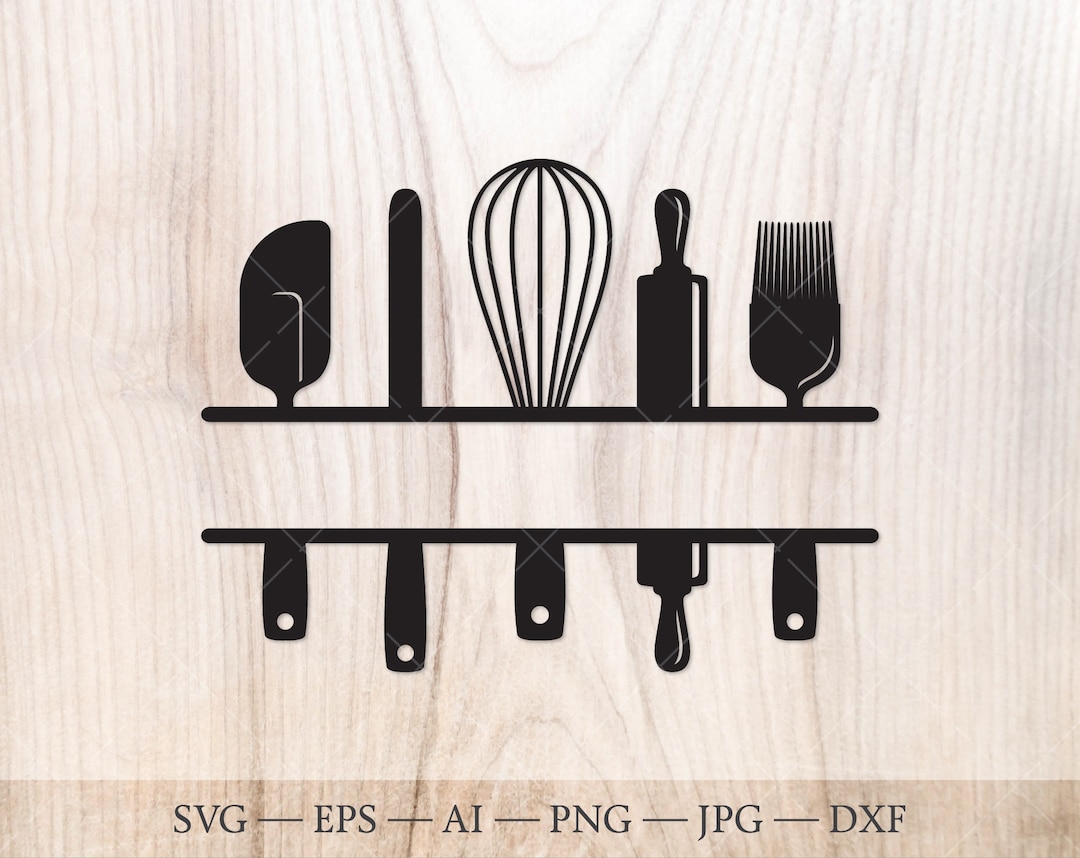 Split Baking Utensils Monogram Frame SVG, Monogram Frame With Whisk ...
