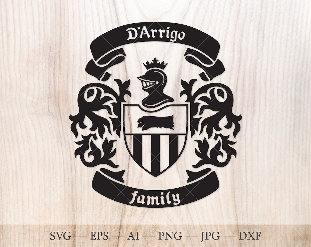 D'arrigo Family Crest. Coat of Arms Svg. Heraldic Shield With Lion Paw ...