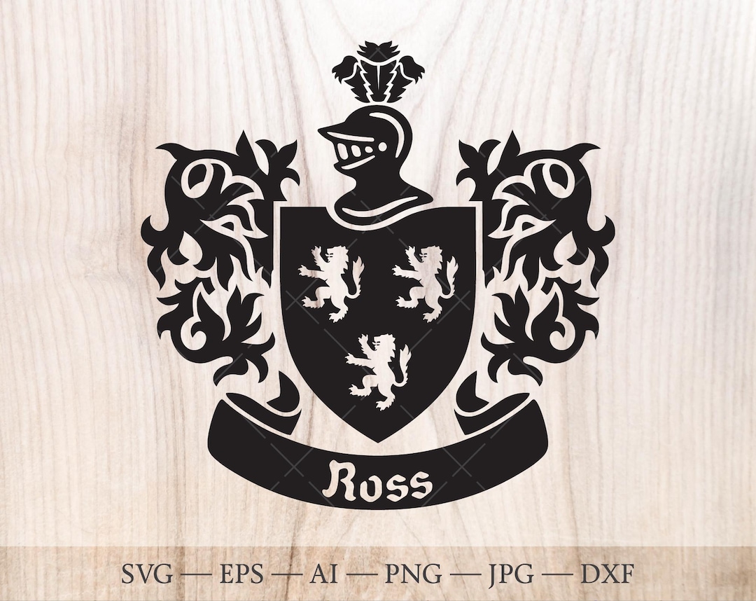 Ross Family Crest. Coat of Arms Svg. Heraldic Shield With Three Lions ...