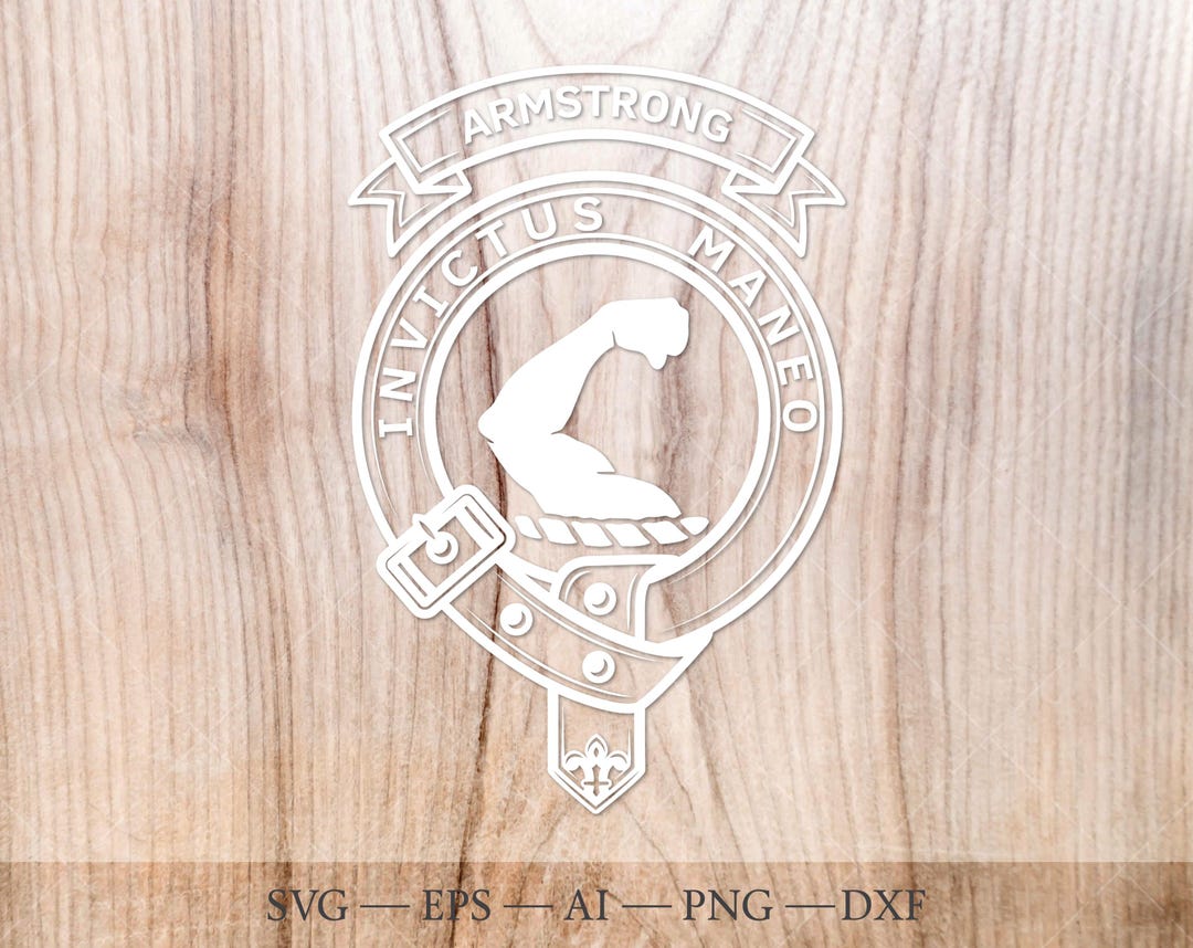 Armstrong Crest Badge SVG in White Color, Scottish Clan Svg, Family ...