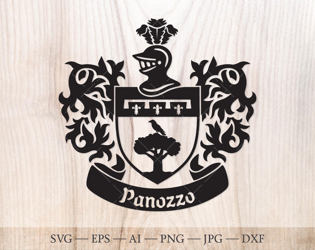 Panozzo Family Crest SVG, Heraldic Shield With a Label and Fleur De Lis ...