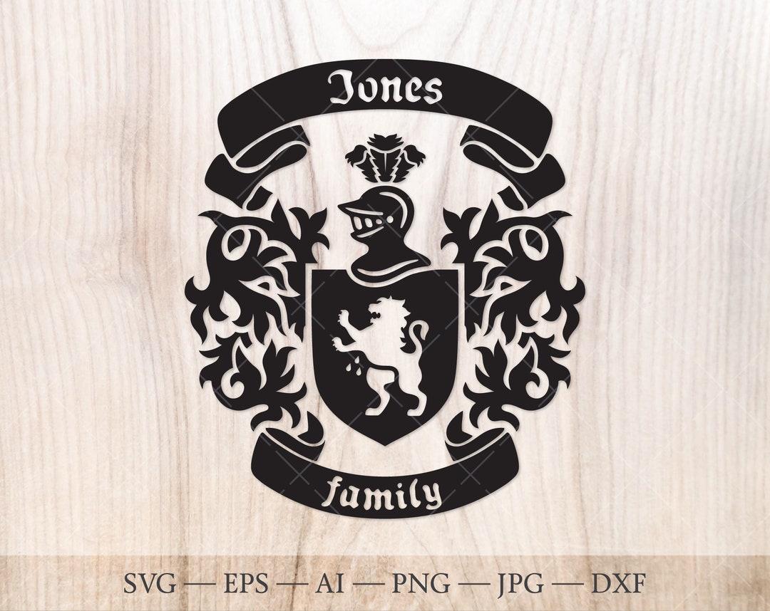 Jones Family Crest. Coat of Arms Svg. Heraldic Shield With Bleeding ...