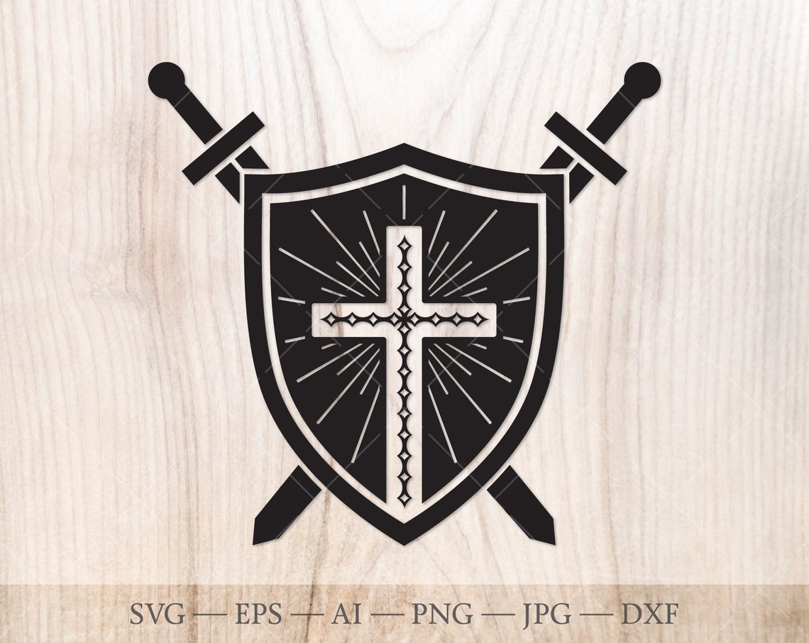 Shield With Cross and Crossed Swords SVG. Coat of Arms Svg Clipart ...