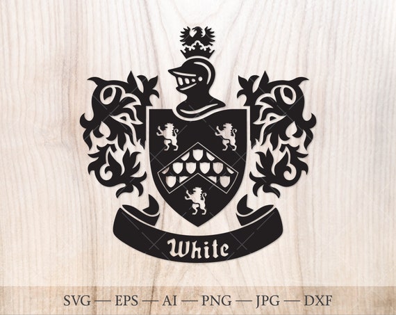 White Family Crest SVG. Coat of Arms Svg. Heraldic Shield With - Etsy