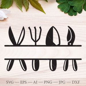 Gardening Tools Monogram SVG. Garden Split Monogram Frame Svg. Garden ...