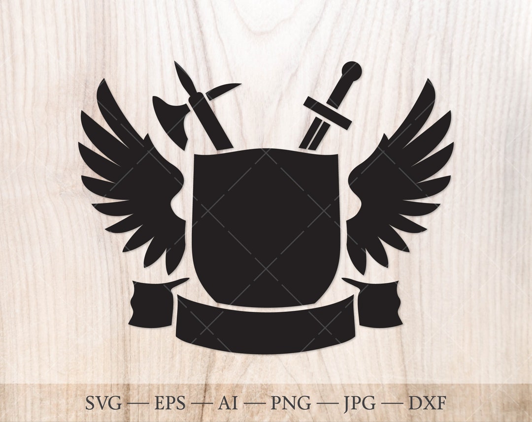 Family Crest SVG Template. Coat of Arms SVG Design. Shield With Wings ...