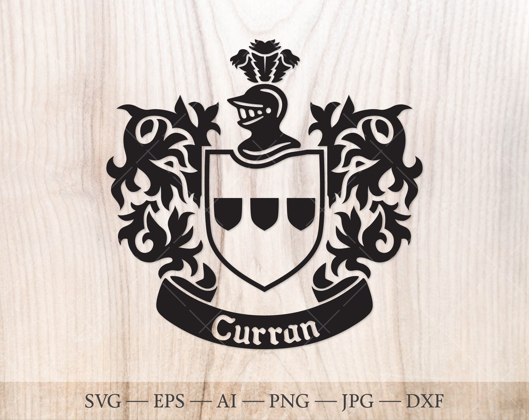 Curran Family Crest. Coat of Arms Svg. Heraldic Shield With Three ...