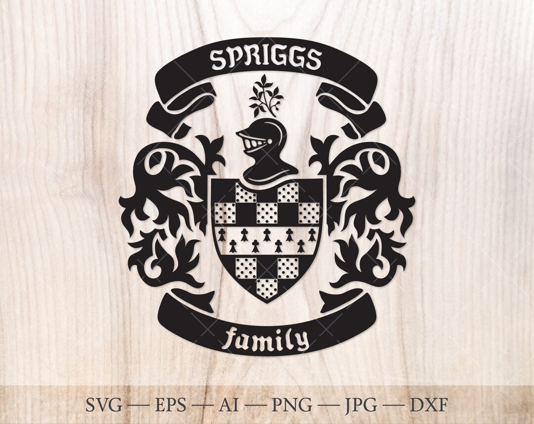 Spriggs Family Crest. Coat of Arms Svg. Heraldic Shield With Chequy ...