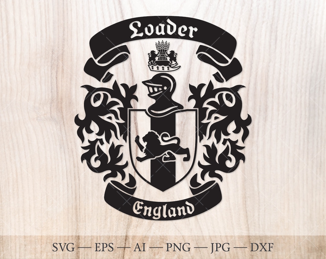 Loader Family Crest. Coat of Arms Svg. Heraldic Shield With Lion, Lions ...