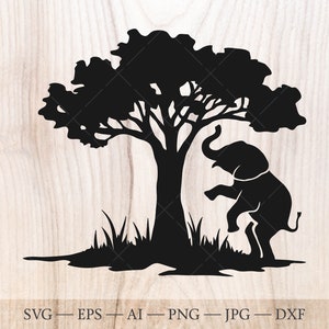 Tree Elephant SVG, Cute Elephant Svg Cut File for Cricut. Africa Animal ...