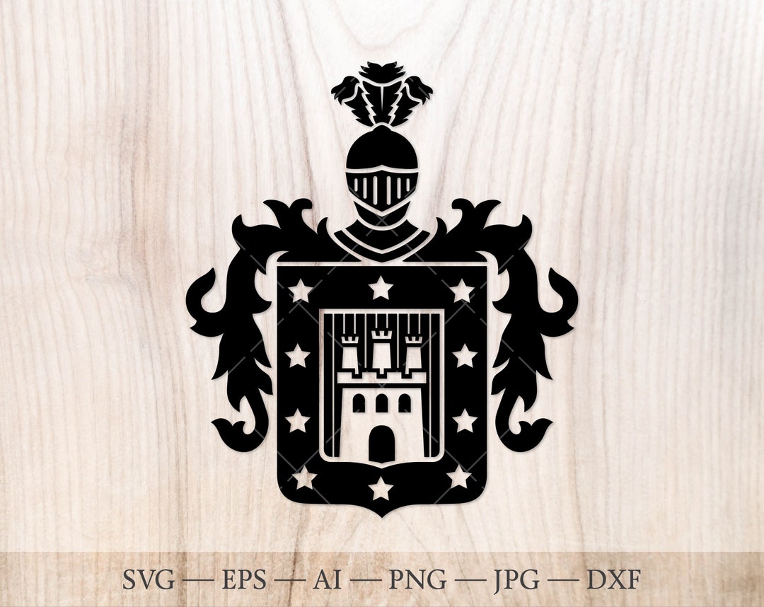 Serrano Family Crest SVG. Coat of Arms Svg. Heraldic Shield With ...