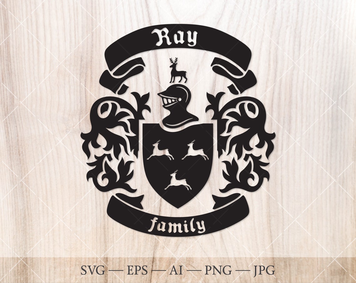 Ray Family Crest. Coat of Arms Svg. Heraldic Shield With - Etsy