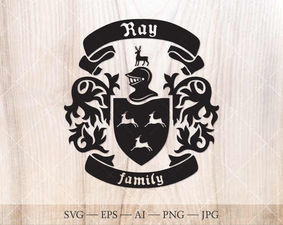 Ray Family Crest. Coat of Arms Svg. Heraldic Shield With | Etsy