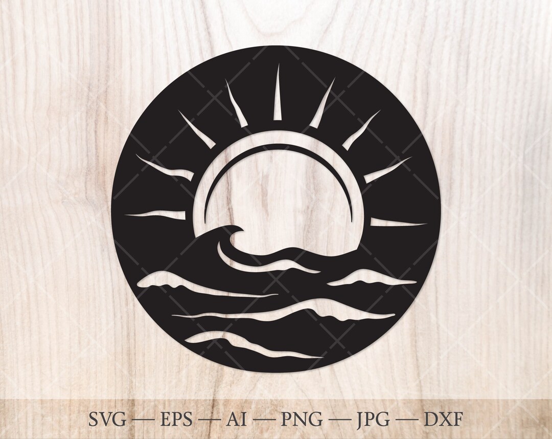 Sun and Ocean Waves SVG Cut File. Sunrise Over Ocean Svg. Sunrise Svg ...