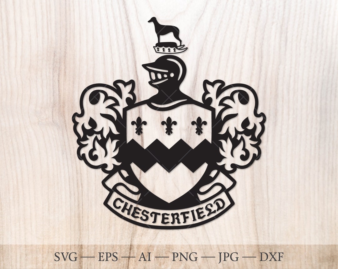 Chesterfield Family Crest. Coat of Arms Svg. Heraldic Shield With Fleur ...