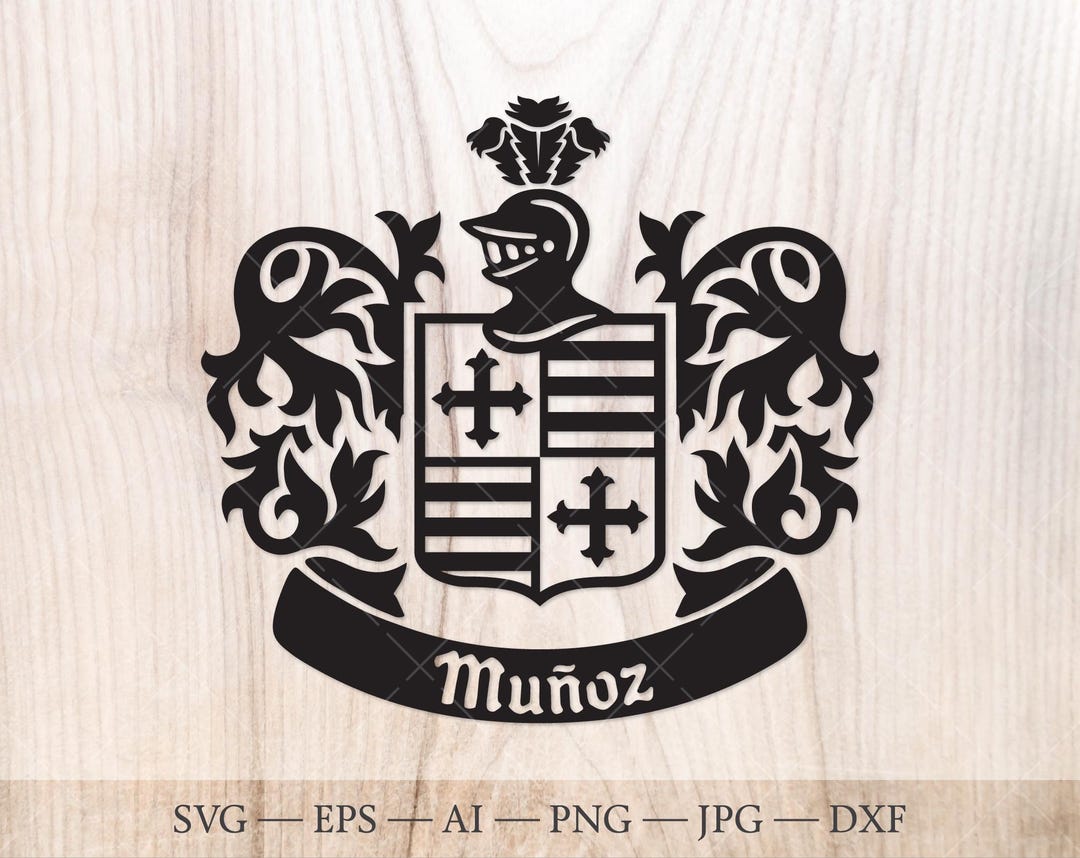 Munoz Family Crest SVG. Coat of Arms Svg. Quarterly Shield With Floret ...
