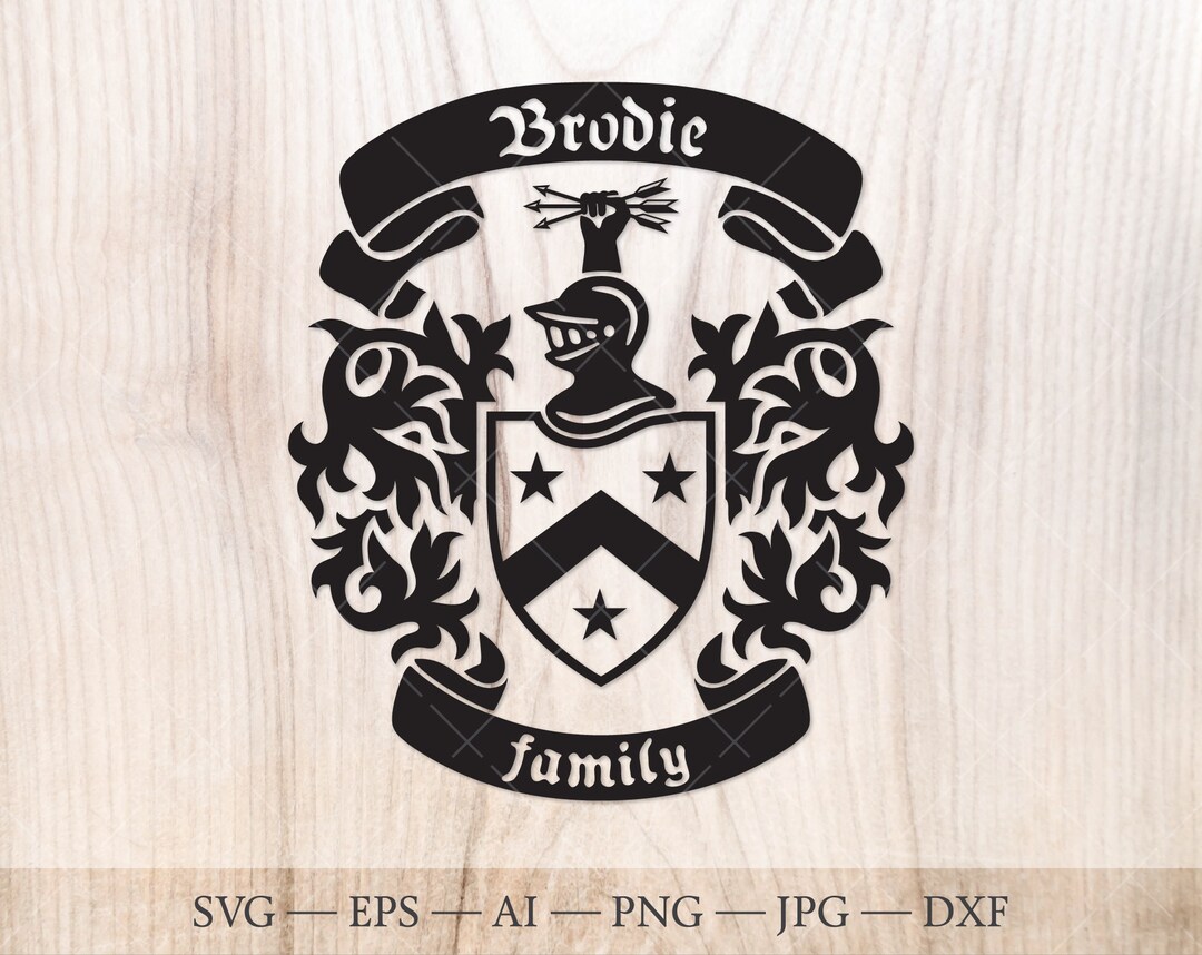 Brodie Family Crest. Coat of Arms Svg. Heraldic Shield With Stars and ...