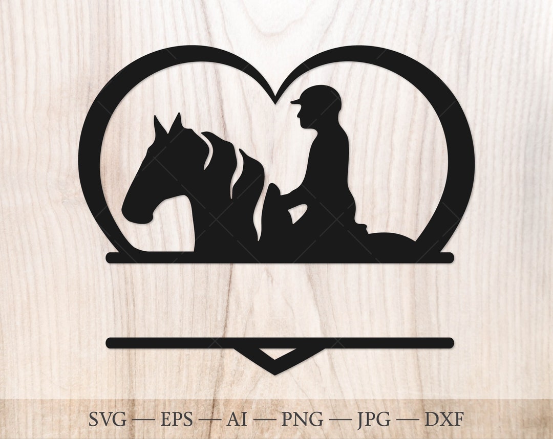 Horse Heart SVG, Horse and Rider Split Name Frame SVG, Horse Monogram ...