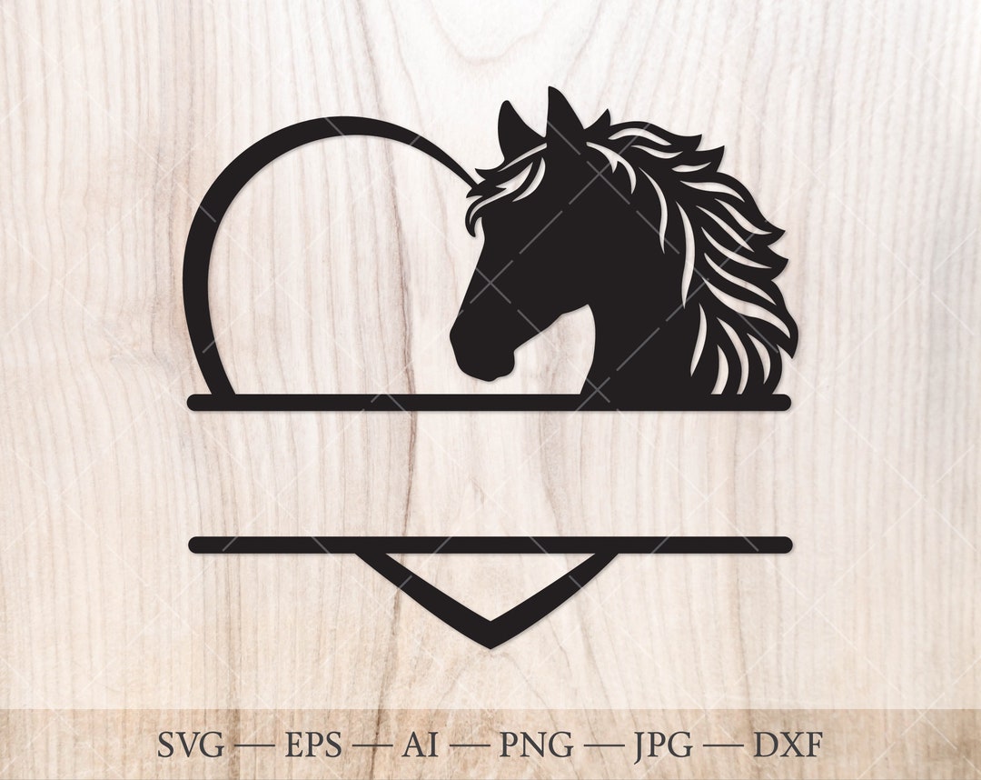 Horse Heart SVG, Horse Split Name Frame SVG, Horse Monogram Cut File ...