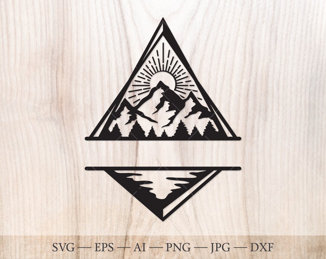 Mountain, Lake and Forest Monogram SVG, Forest Split Name Frame SVG Cut ...