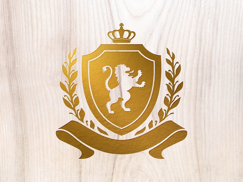 Shield With Lion Crown Laurel Wreath SVG. Family Crest Logo. - Etsy Shield With Lion Crown Laurel Wreath SVG. Family Crest Logo. - Etsy