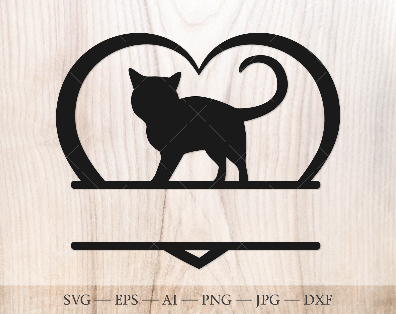 Cat Heart SVG, Cat Split Name Frame SVG, Cat Monogram Cut File. Cat ...