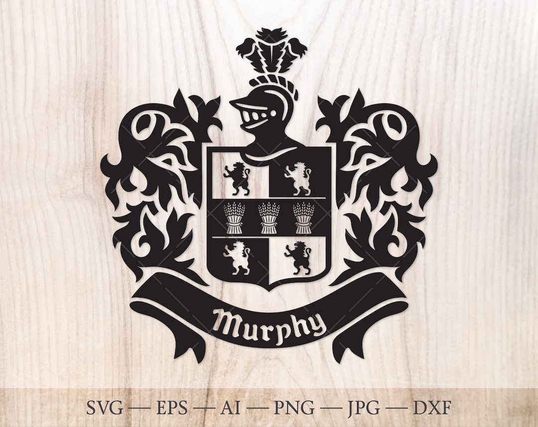 Murphy Family Crest. Coat of Arms Svg. Heraldic Shield With Lions and ...