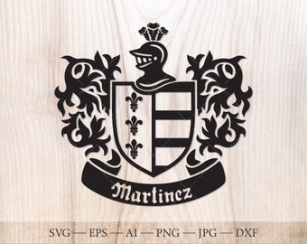 Martinez Family Crest - Heraldry Shield - Coat of Arms - Etsy