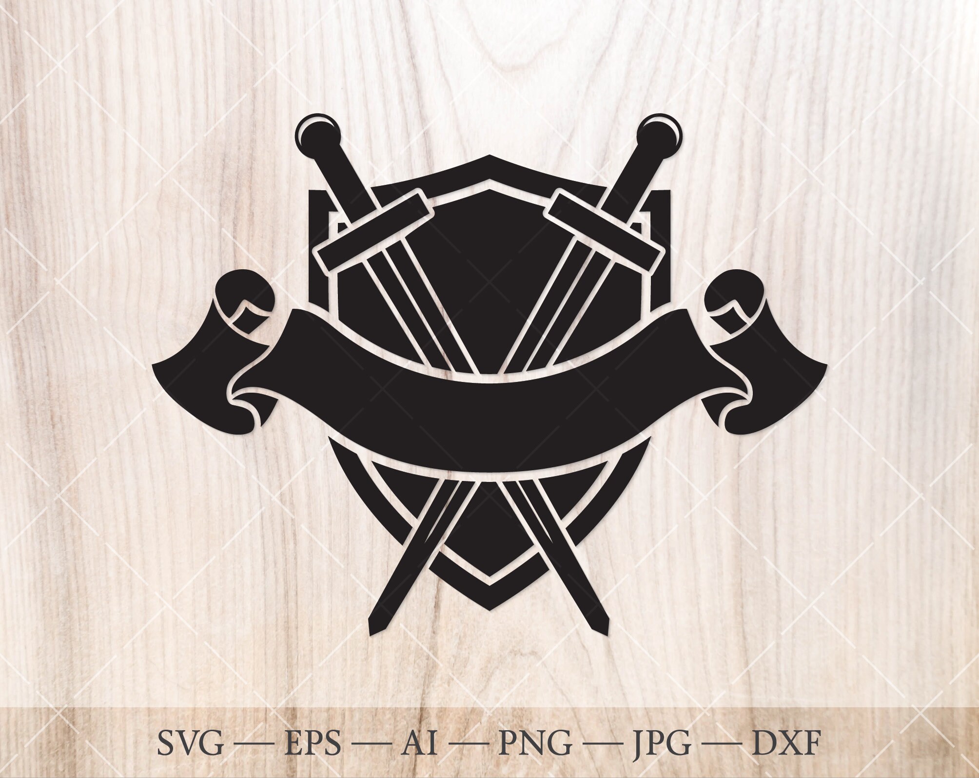 Shield with swords SVG. Coat of arms svg clipart. Family crest | Etsy