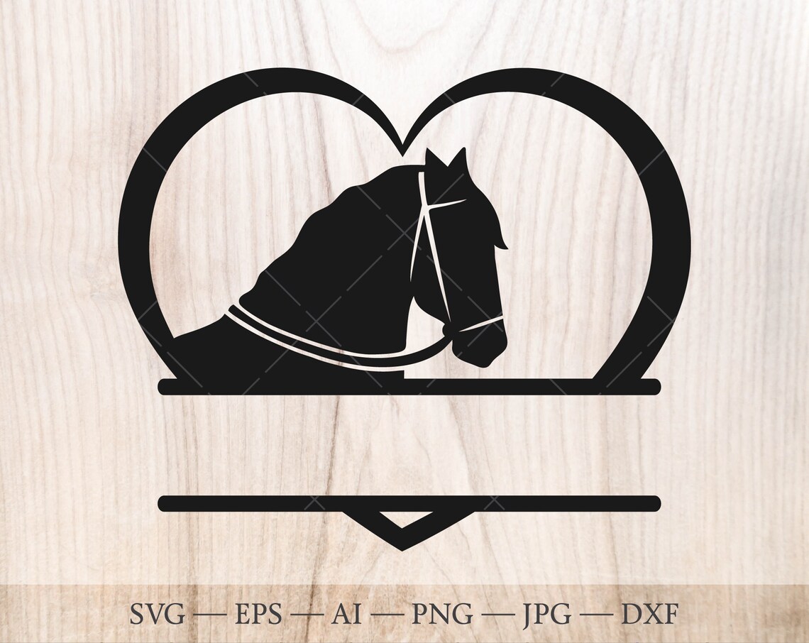 Horse Heart SVG Horse Split Name Frame SVG Horse Monogram | Etsy