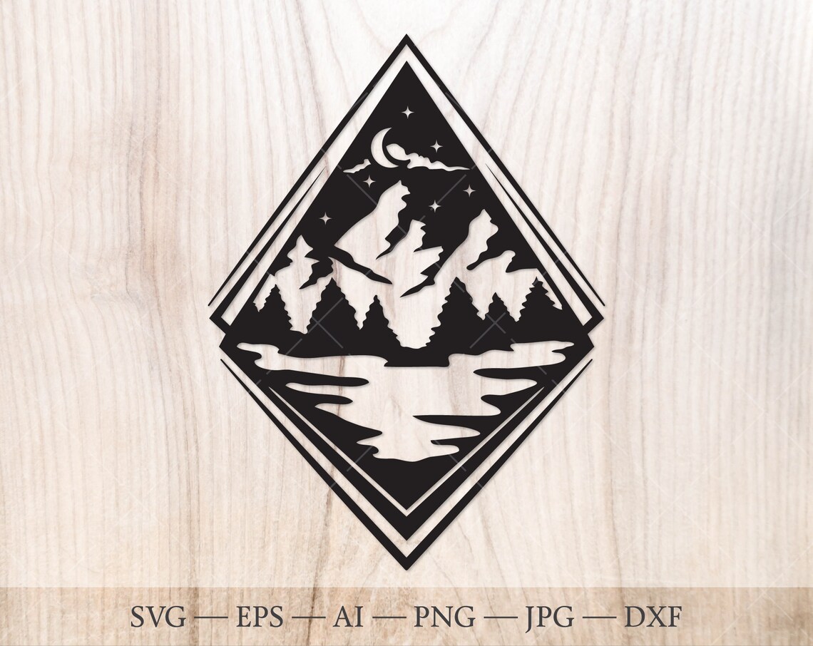 Mountains SVG Moon and Forest SVG Cut File. Moon and Stars - Etsy