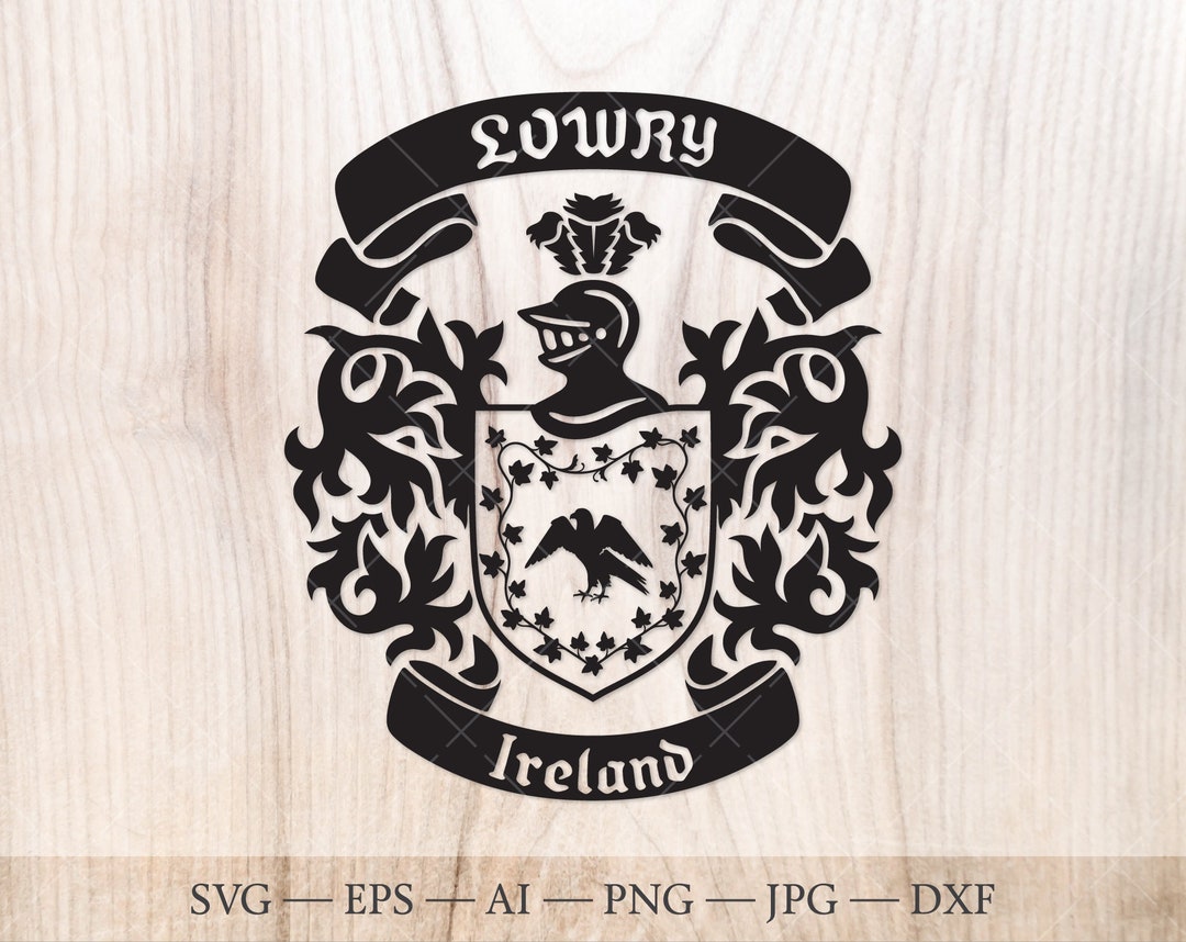 Lowry Family Crest. Coat of Arms Svg. Heraldic Shield With Falcon and ...