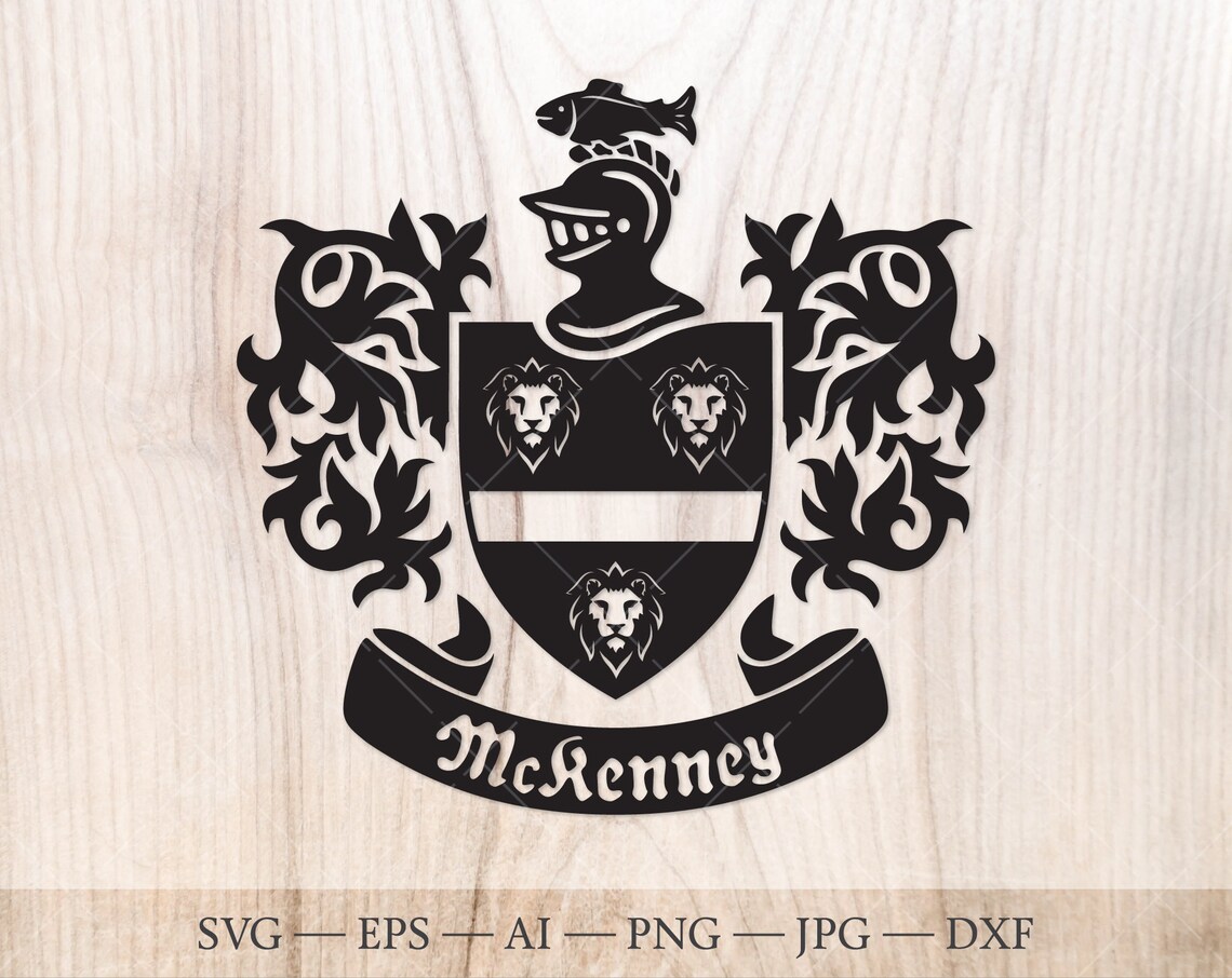 Mckenney Family Crest. Coat of Arms Svg. Heraldic Shield With - Etsy