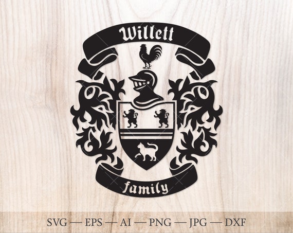 Willett Family Crest. Coat of Arms Svg. Heraldic Shield With | Etsy