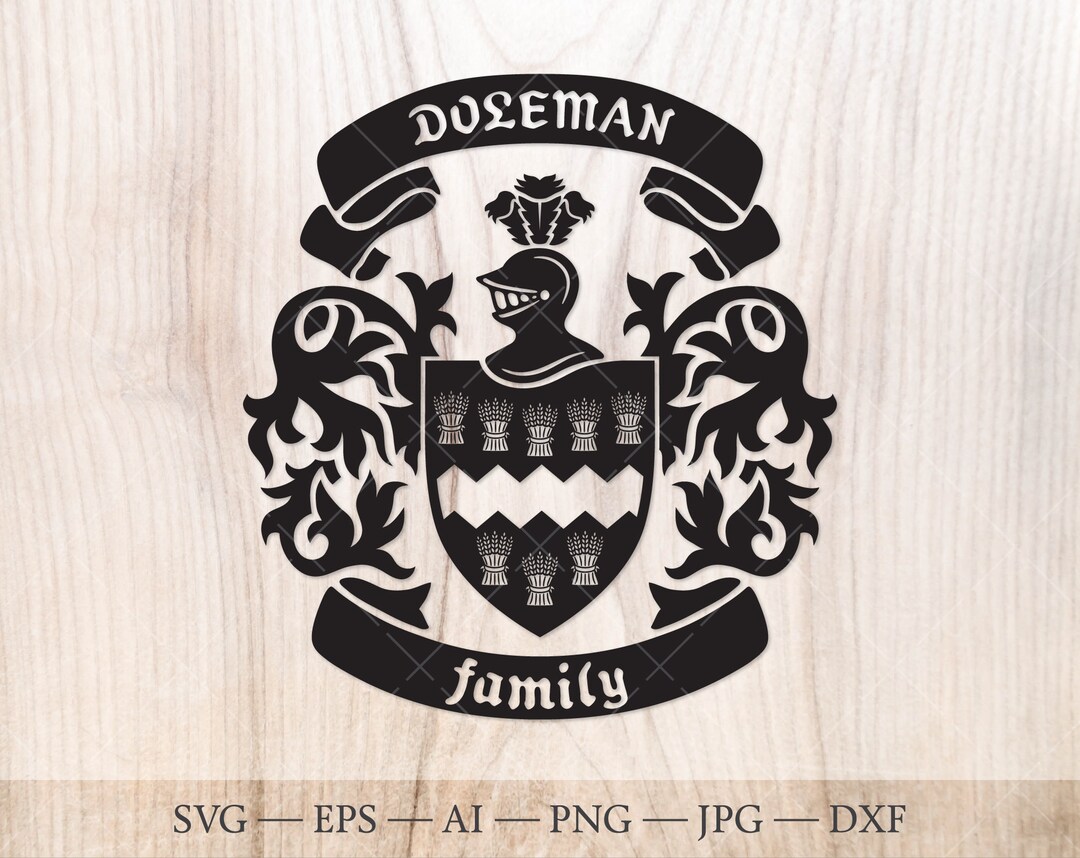 Doleman Family Crest. Coat of Arms Svg. Heraldic Shield With Sheaves ...