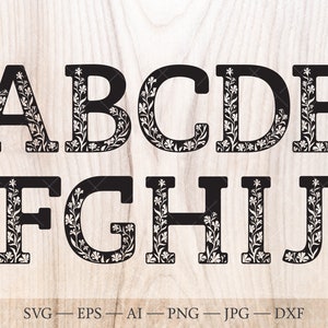 Floral Initial Svg Bundle. 26 Flower Svg Monograms. for Cricut ...