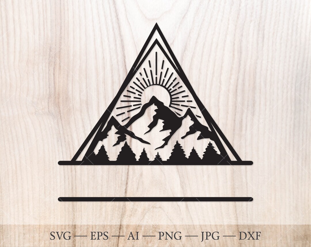 Mountain, Lake and Forest Monogram SVG, Forest Split Name Frame SVG Cut ...