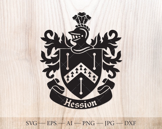 Hession Family Crest. Coat of Arms Svg. Heraldic Shield With - Etsy