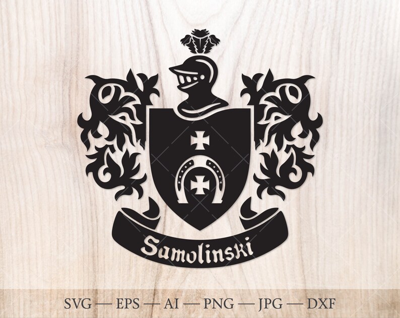 Samolinski Family Crest. Coat of Arms Svg. Heraldic Shield - Etsy
