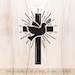Christian Cross With Sun Rays Silhouette Cricut SVG Cut File. Religious ...