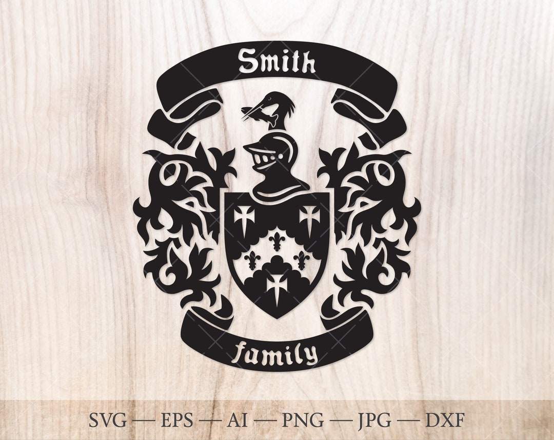 Smith Family Crest. Coat of Arms Svg. Heraldic Shield With Fleur De Lys ...