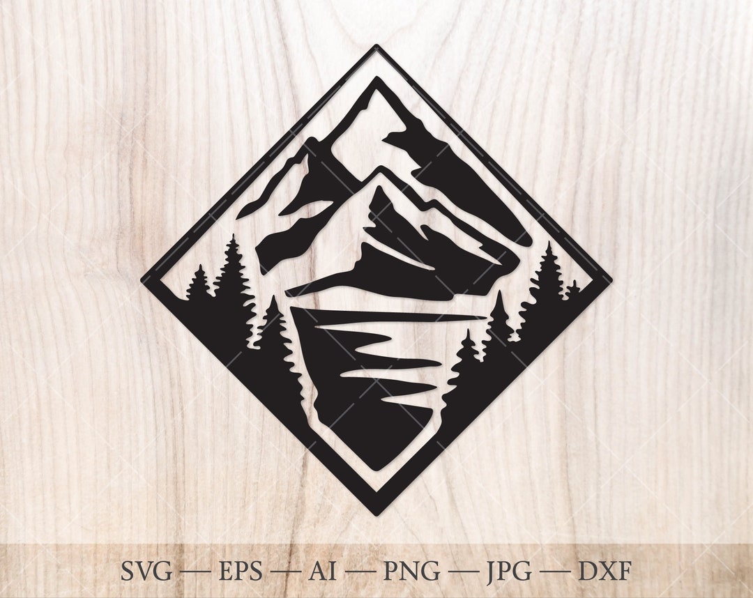 Mountain Lake and Forest Landscape Scene SVG Cut File. Mountains Svg ...