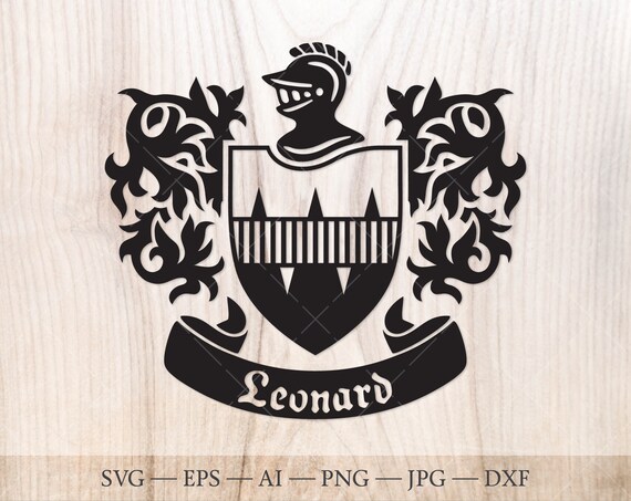 Leonard Family Crest. Coat of Arms Svg. Heraldic Shield With | Etsy