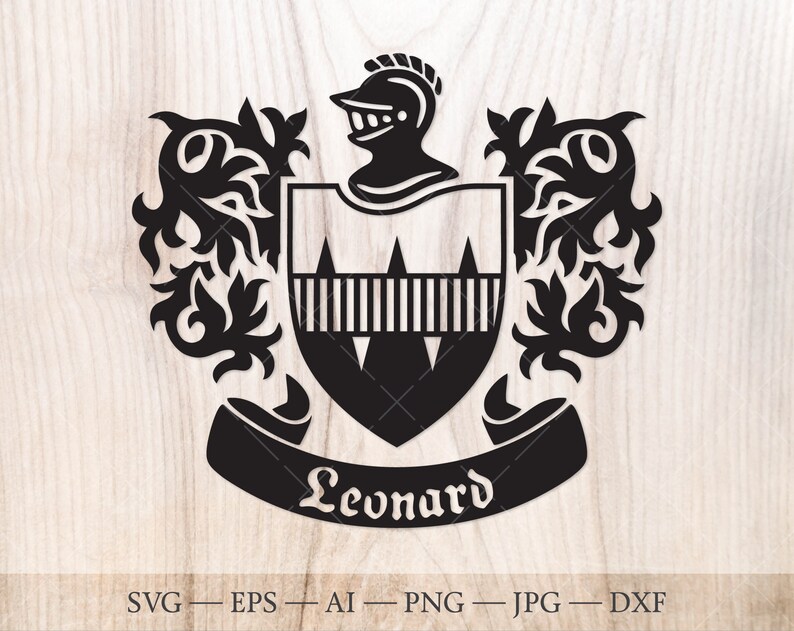 Leonard Family Crest. Coat of Arms Svg. Heraldic Shield With - Etsy