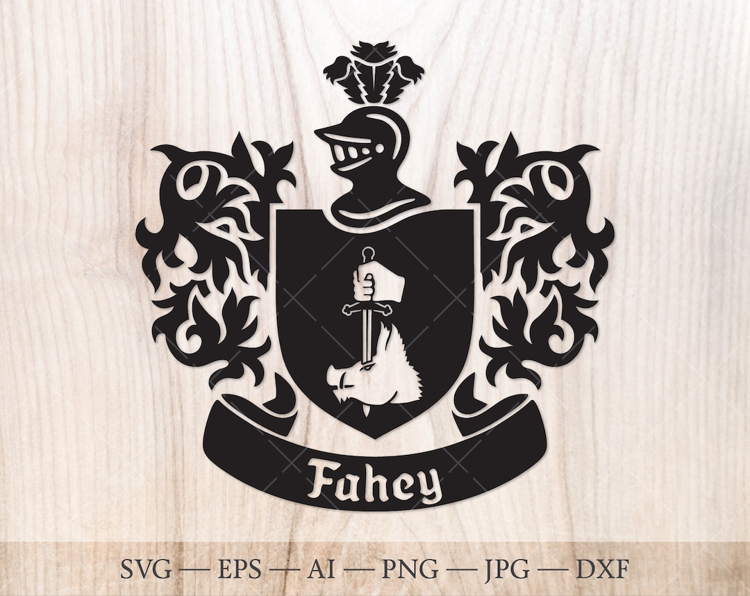 Fahey Family Crest. Coat of Arms Svg. Heraldic Shield With Ribbon ...
