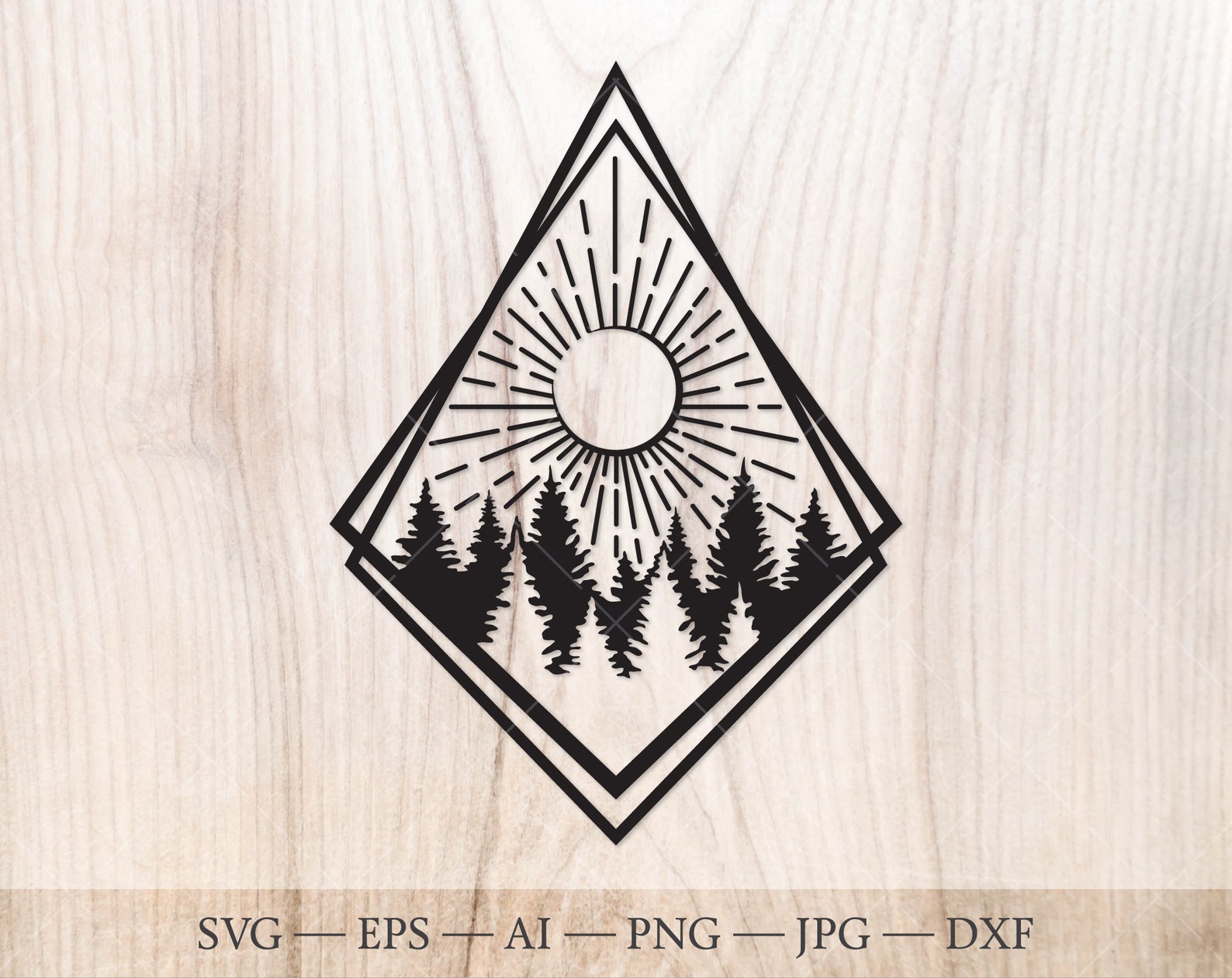 Sun and Forest SVG. Tree Silhouette Svg Cut File. Sunset - Etsy